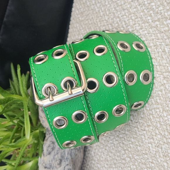 TILT | Accessories | 32 Tilt Green Double Prong Riveted Belt | Poshmark